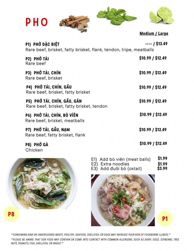 Menu – Biff's Banh Mi & Pho