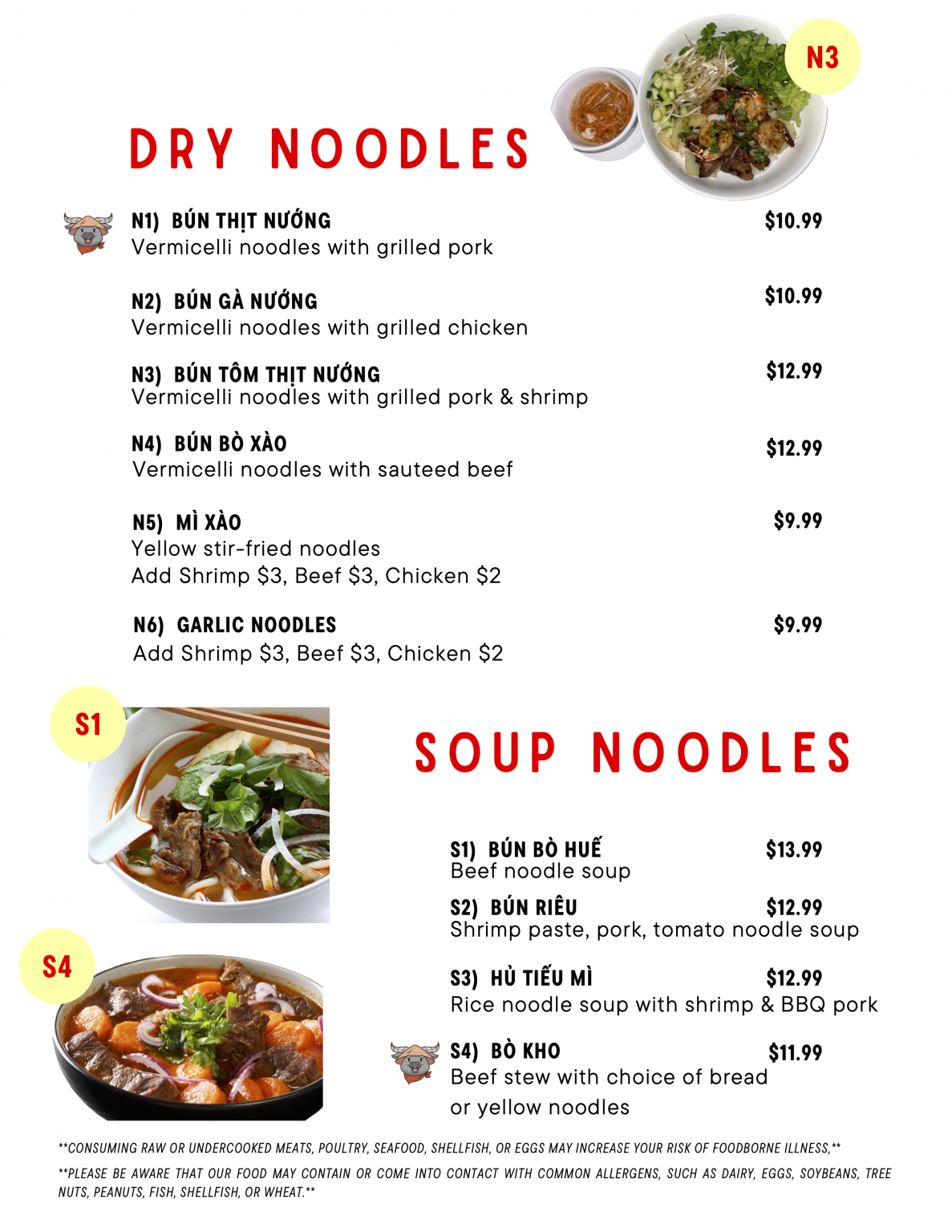 Menu – Biff's Banh Mi & Pho